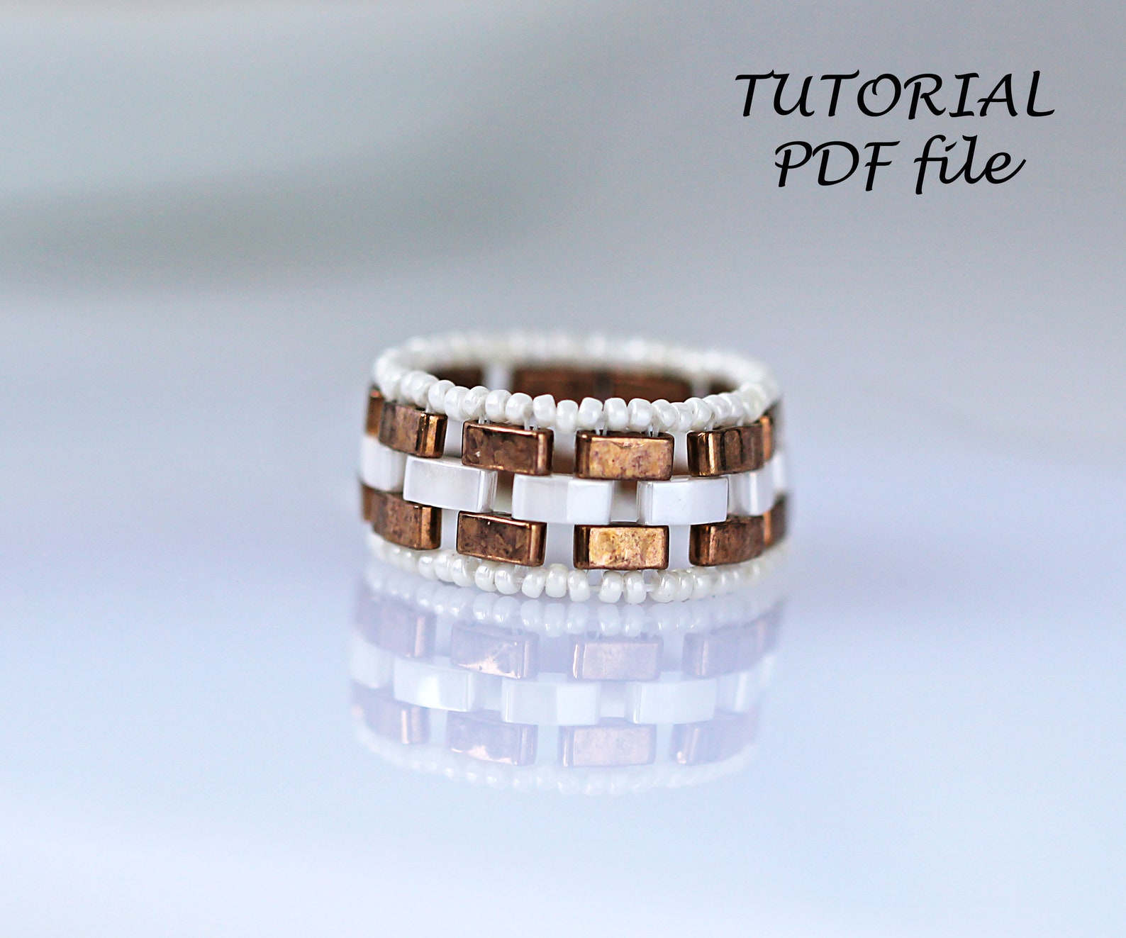 Bead ring tutorial Beading tutorial ring Tila Half Tila | Etsy