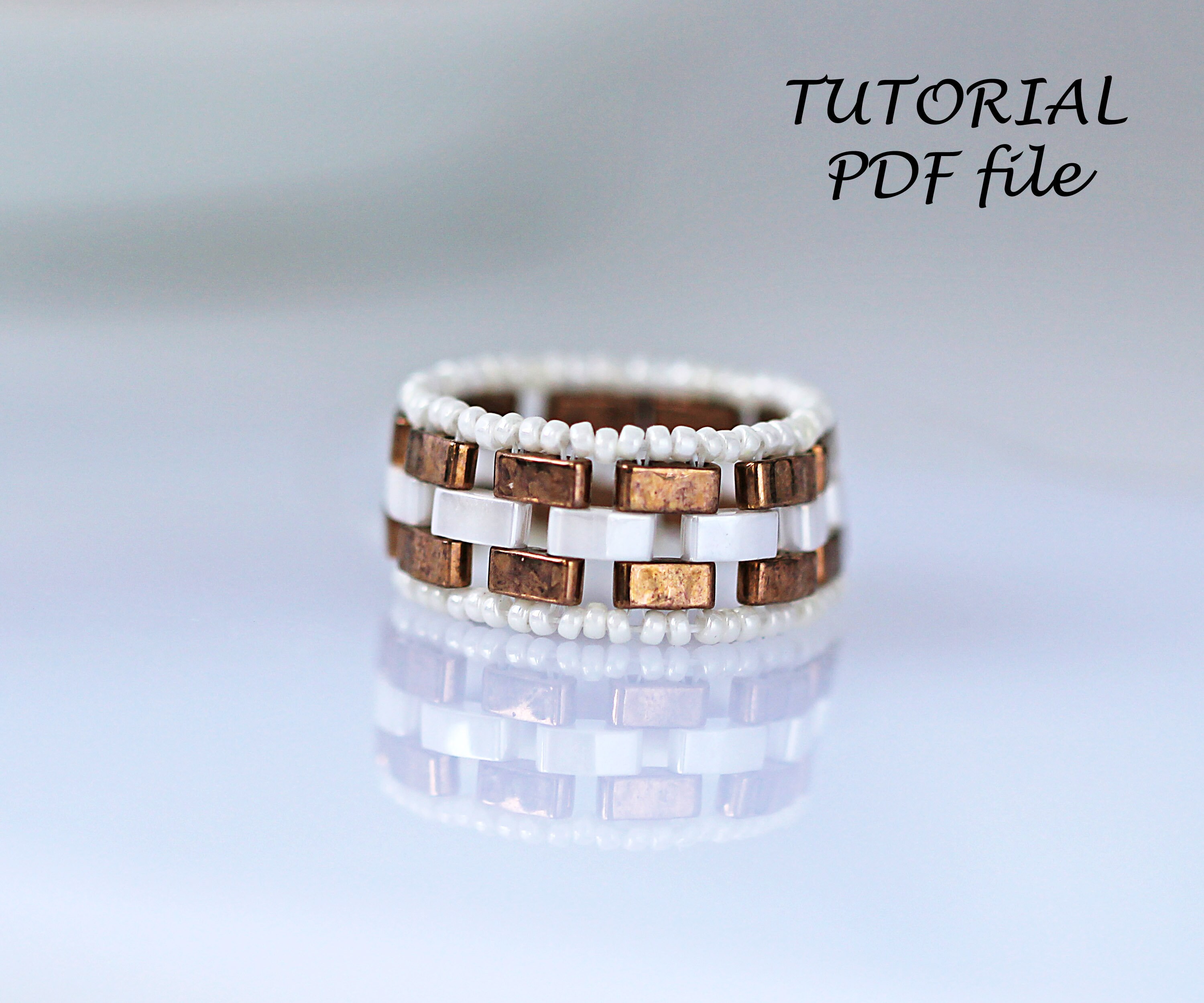 Bead ring tutorial Beading tutorial ring Tila Half Tila | Etsy