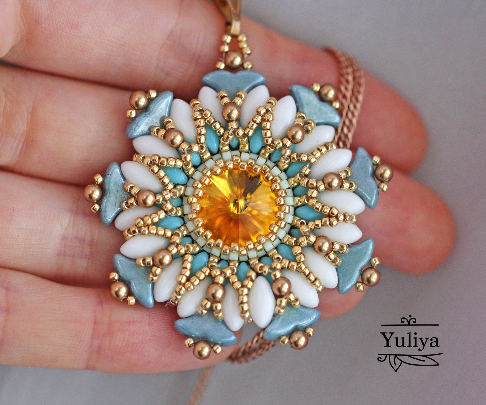 Beaded Pendant Tutorial Beading Tutorial & Pattern Irisduo - Etsy
