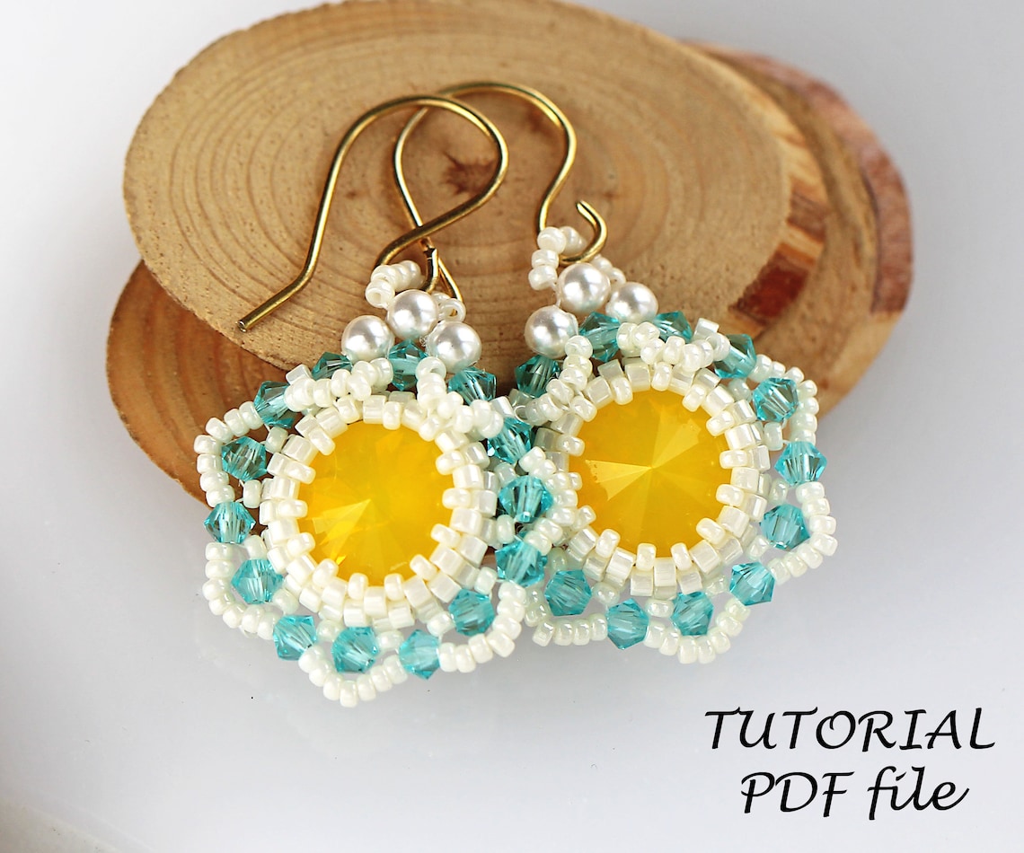 Rivoli earrings tutorial Earrings pattern Bicone tutorial | Etsy