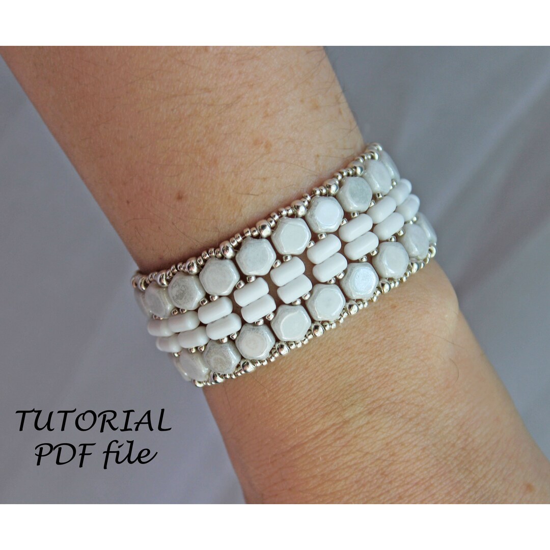Beading Tutorial Bracelet Pattern Honeycomb Rulla Beads Step-by-step ...