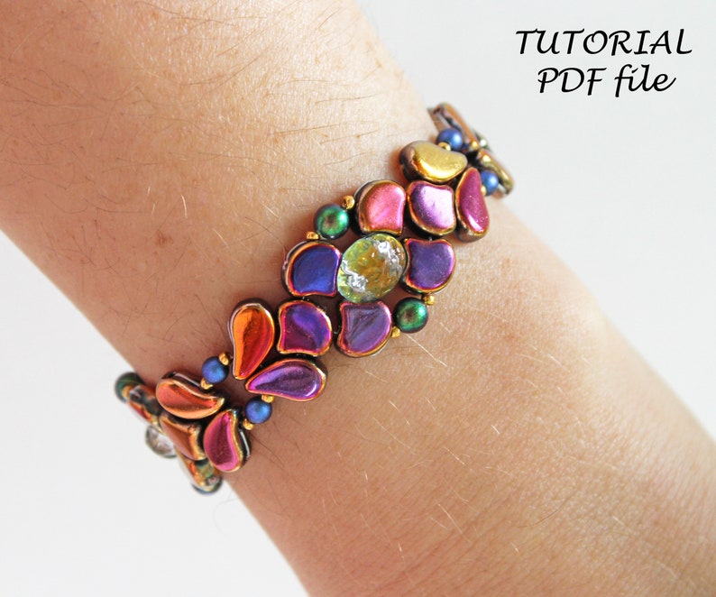 Beaded Bracelet Tutorial, Two Hole Beads, Bracelet Pattern, Beadwork ...