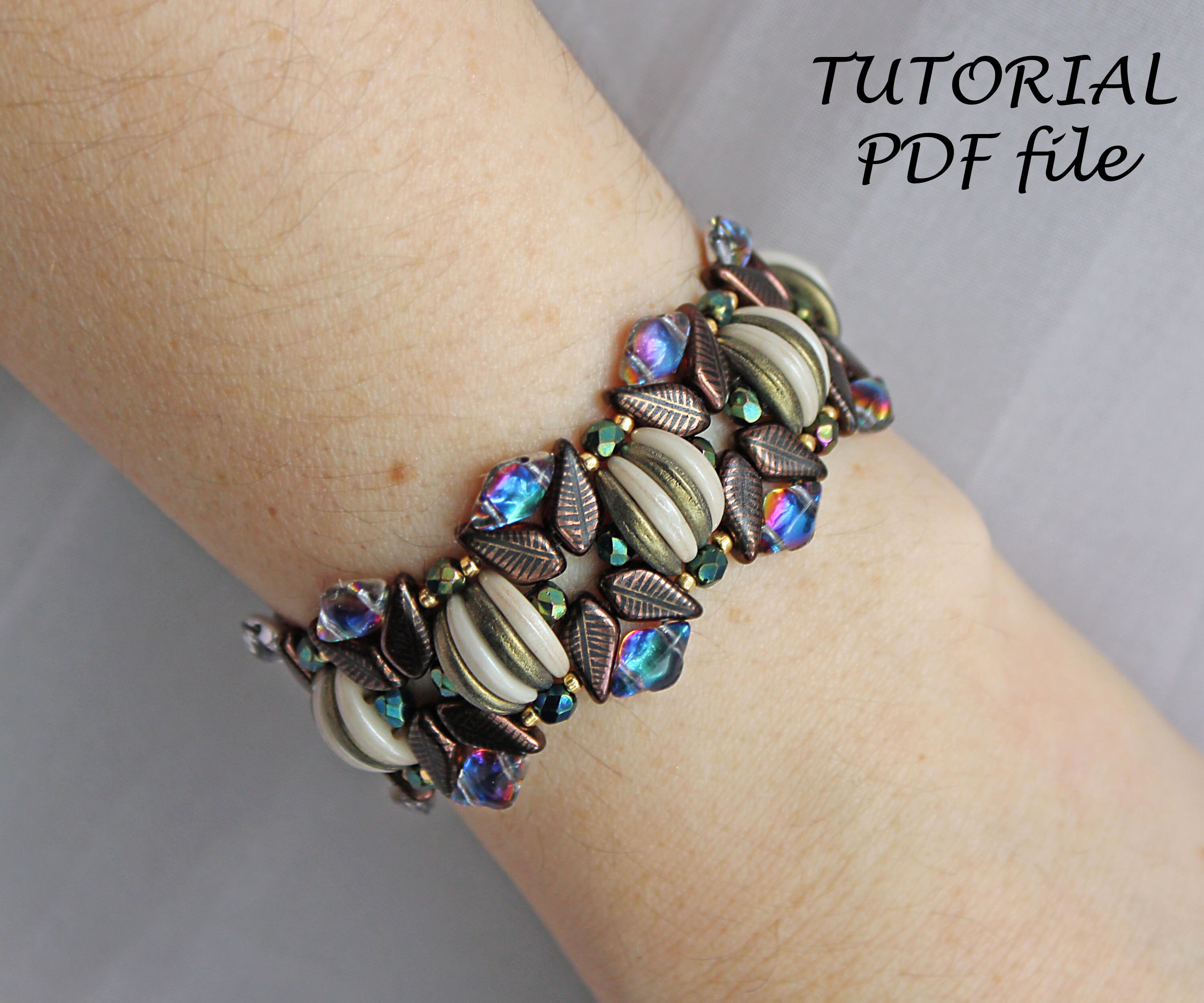 Bead tutorial bracelet Beaded jewelry tutorial Czech bead | Etsy