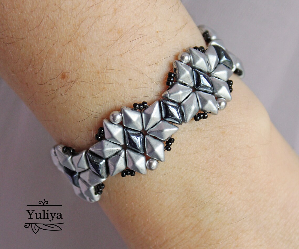 Beaded bracelet tutorial DiamonDuo GemDuo bead pattern | Etsy