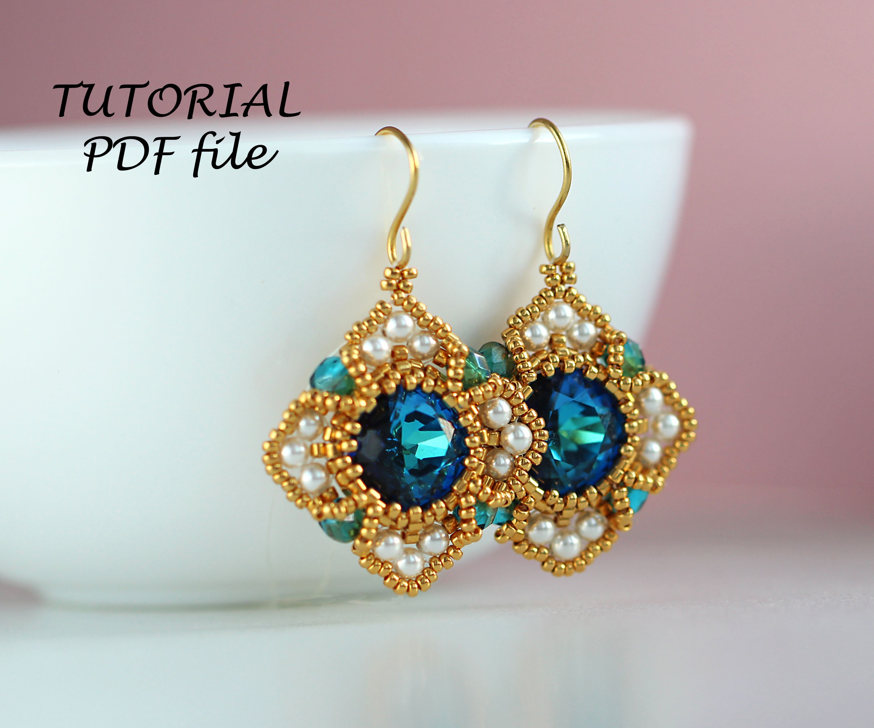 Beading Tutorial Rivoli Earring Tutorial Beaded Earring - Etsy