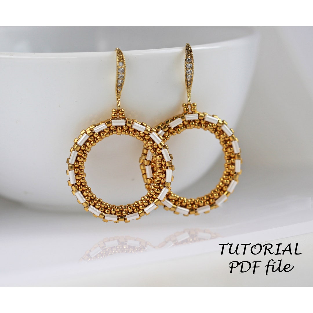 Hoop Earrings Tutorial, Bead Earring Pattern, Seed Bead Tutorial~ Bugle ...