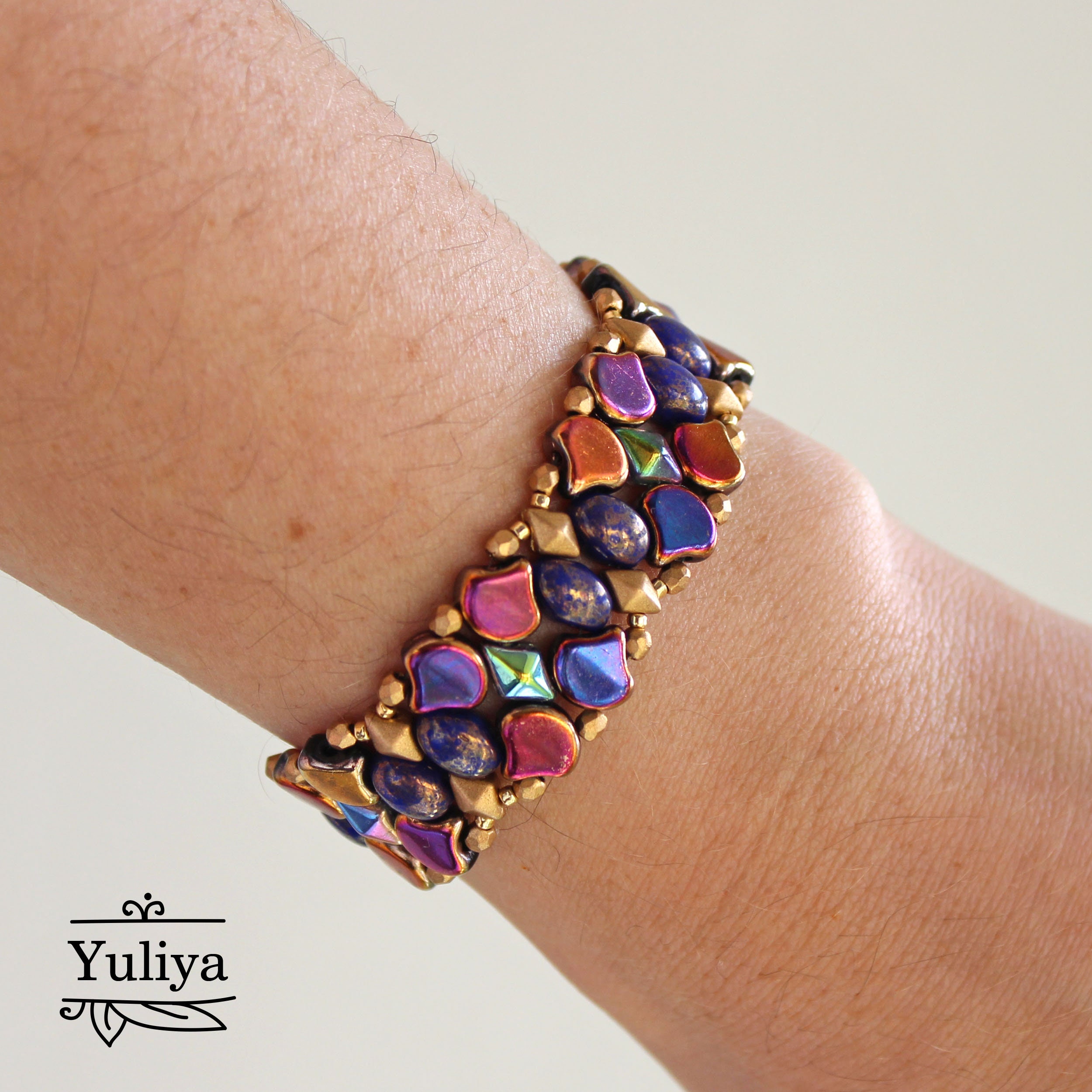 Beading tutorial bracelet Ginko bead pattern Samos Puca | Etsy