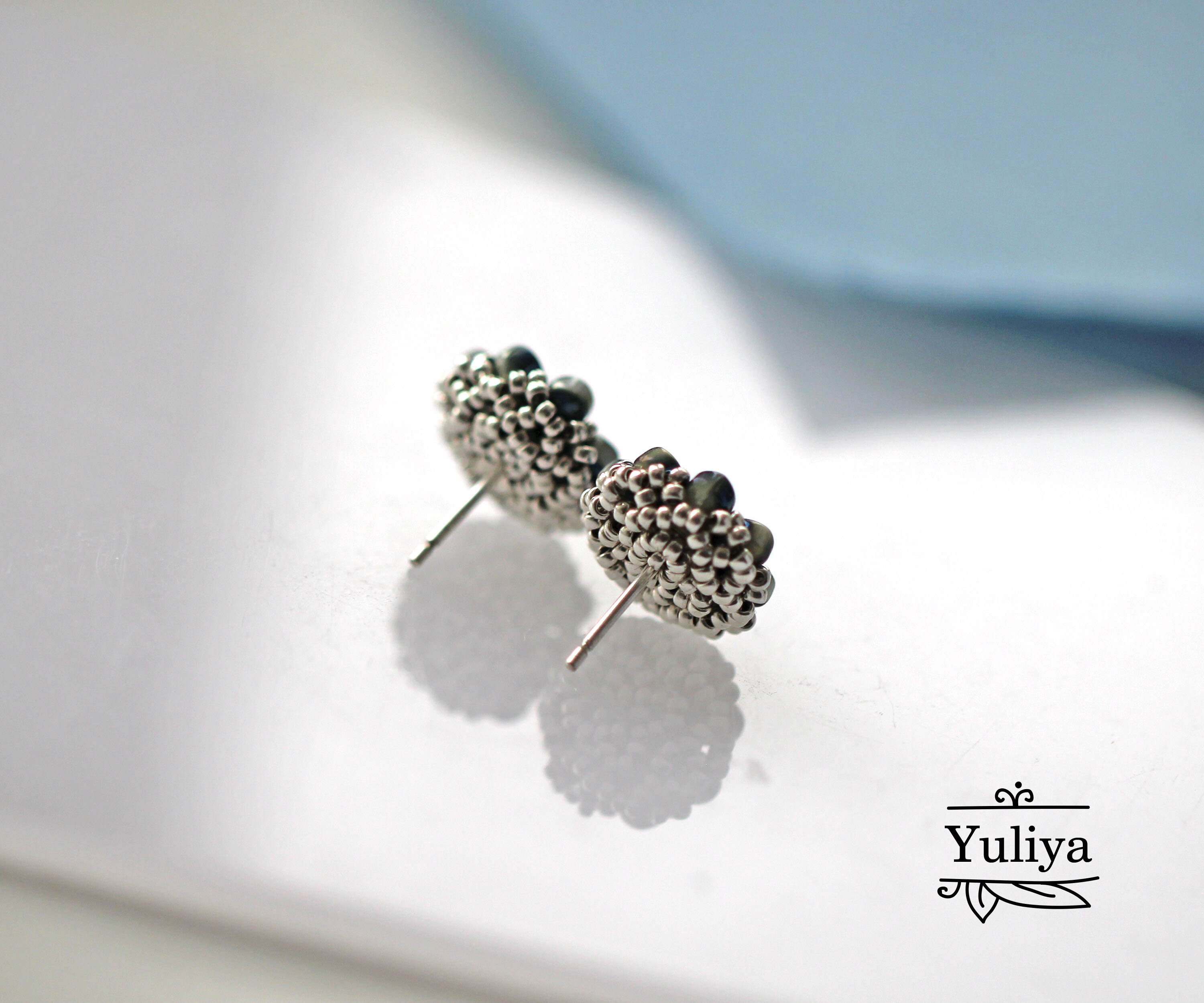 Earrings tutorial Beaded stud earring tutorial Seed bead | Etsy