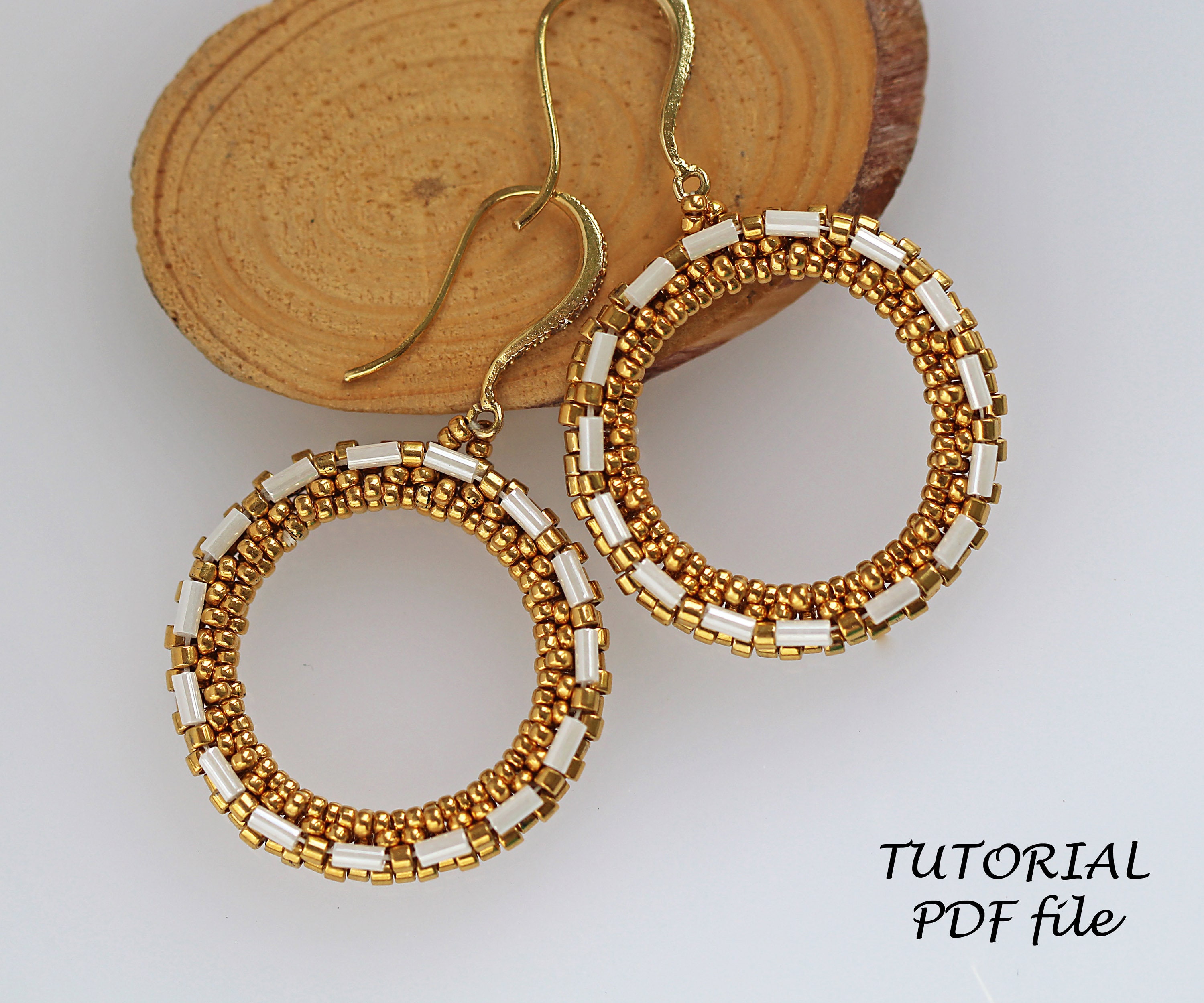 Hoop Earrings Tutorial, Bead Earring Pattern, Seed Bead Tutorial~ Bugle ...