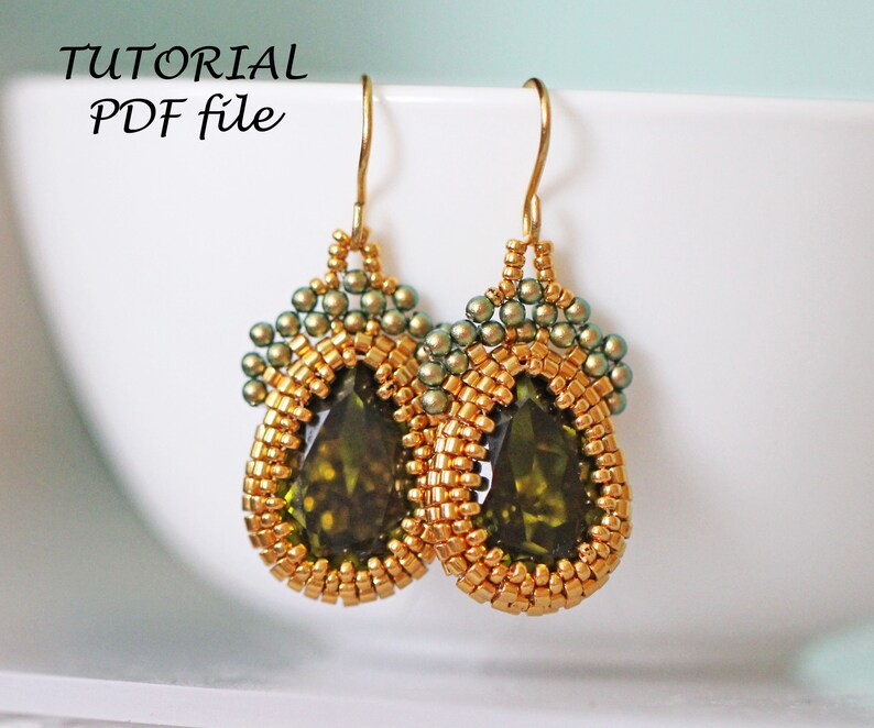 Beaded Earrings Tutorial Beading Pattern Pear Swarovski | Etsy