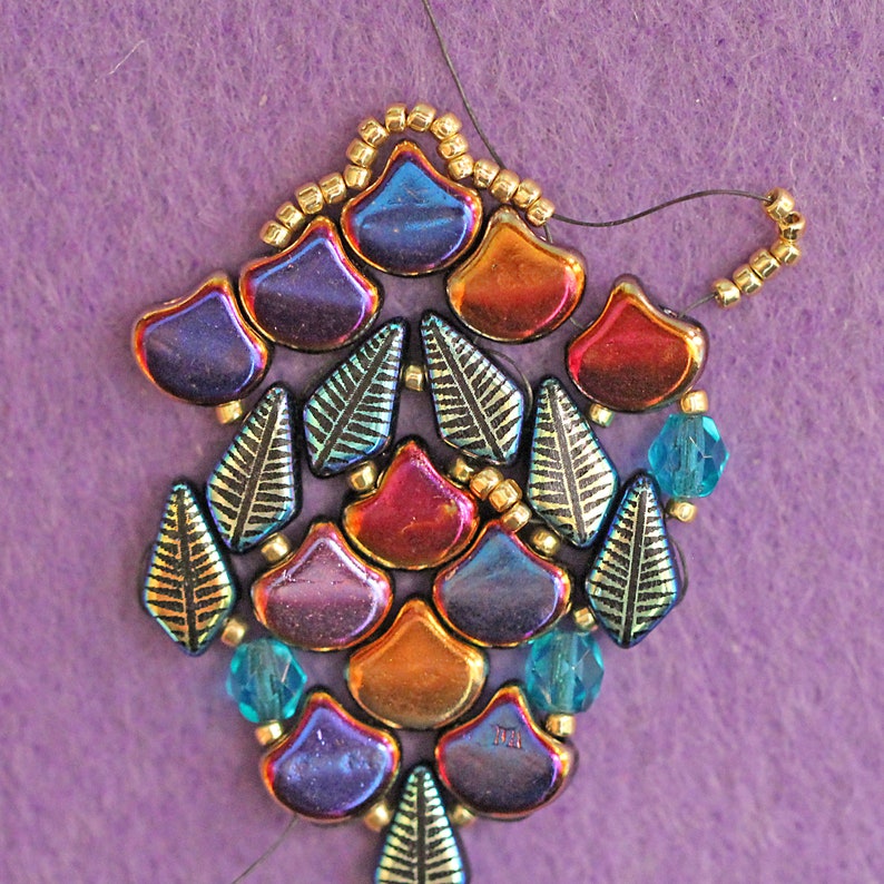 Beaded earrings tutorial Ginko Kite bead pattern Beadwork | Etsy