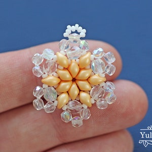 Snowflake Tutorial, Beaded Pendant Tutorial Easy, Simple Bead Pattern, Snowflake Bead Tutorial ...
