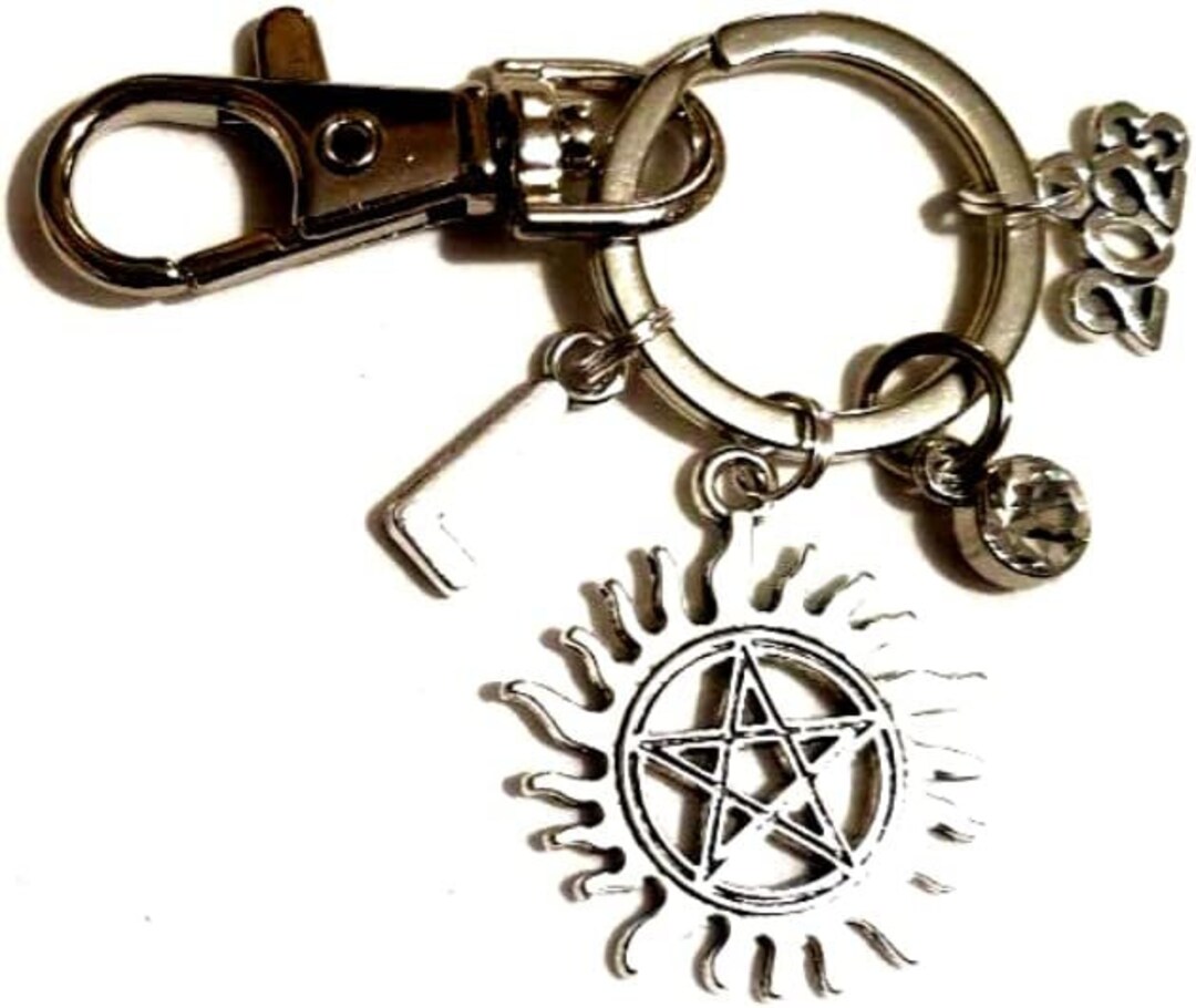 Personalised Supernatural Pentagram Keychain With Initials, Year ...