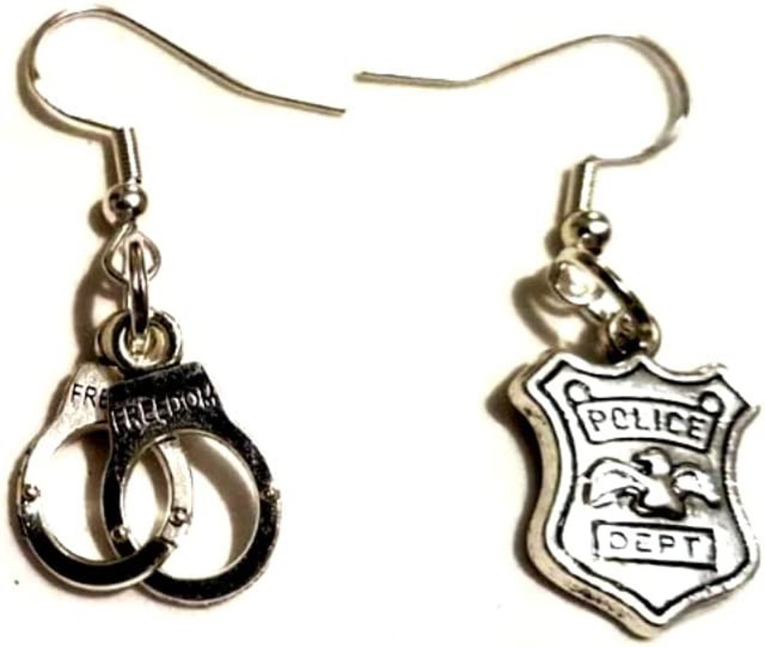 Mismatched Police Department & Handcuffs Earrings on Sterling Silver ...