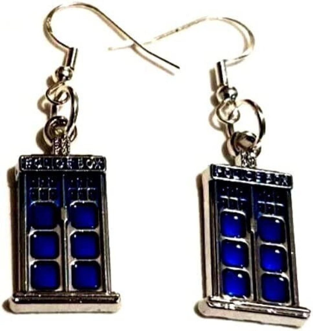 Front Facing Tardis Earrings on Sterling Silver Hooks Whovian - Etsy UK