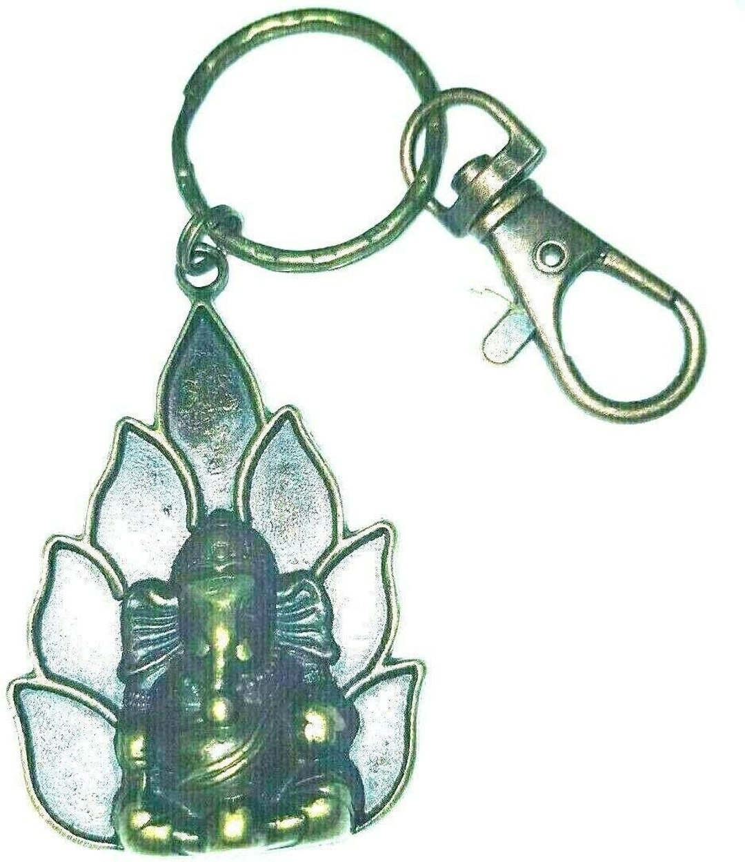 Bronze Tone Ganesha Ganesh Elephant God Hinduism Keyring Keychain Bag ...