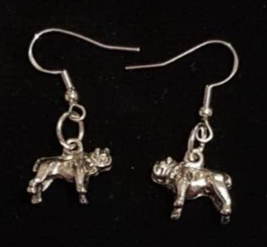 3D Bulldog Earrings on Sterling Silver Hooks, Staffie Earrings, Mastiff ...