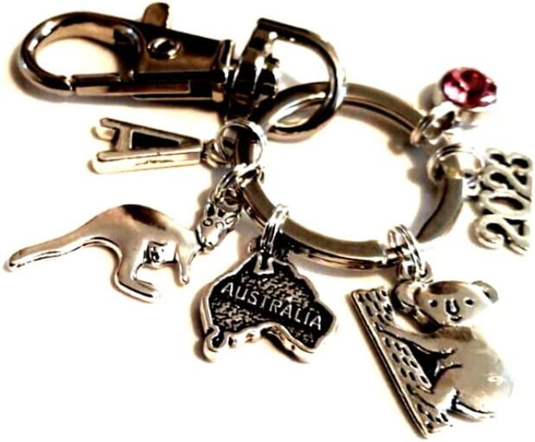 Personalised Australian Kangaroo & Koala Bear Keychain, Down Under ...