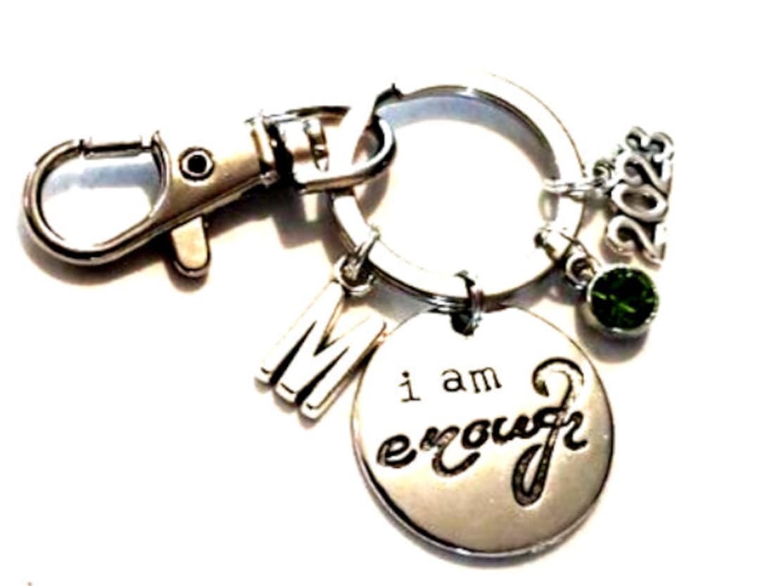 Personalised 'I Am Enough' Mental Health Keychain With Initial ...