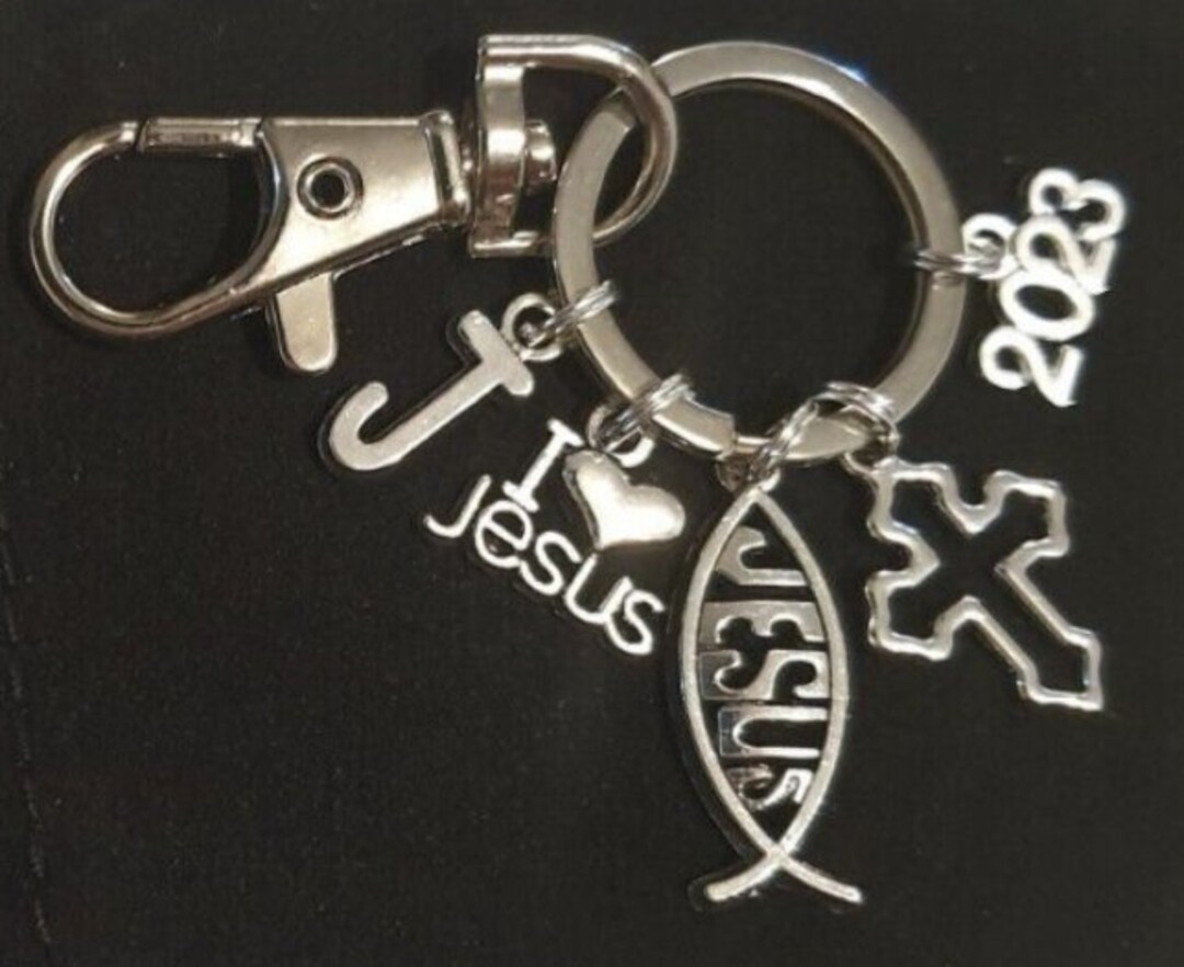 Personalised 'I Love Jesus' Jesus Fish,cross Keychain With Initials ...