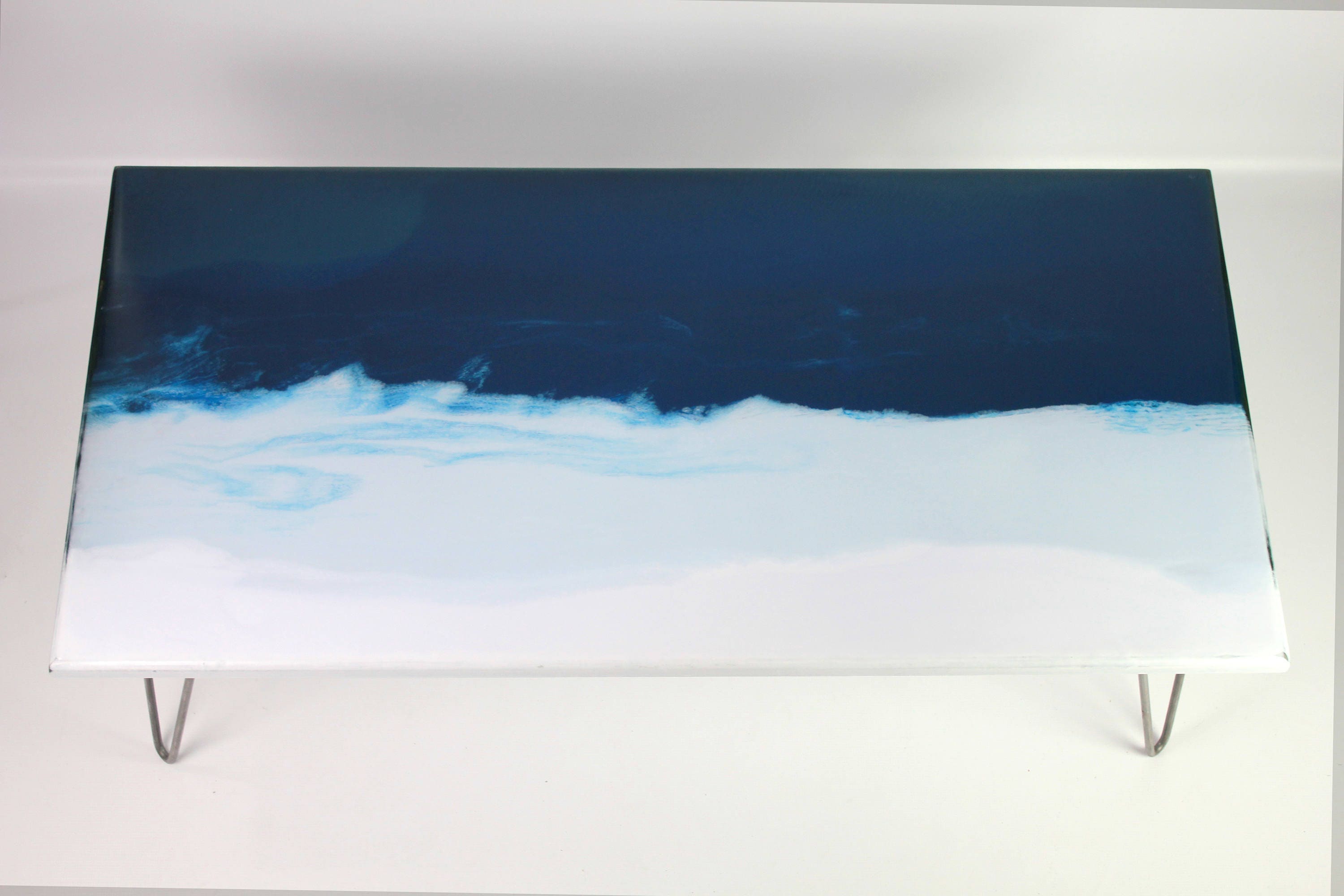 Ocean Side Resin Art Coffee Table Pin Leg Coffee Tables Resin Coffee ...