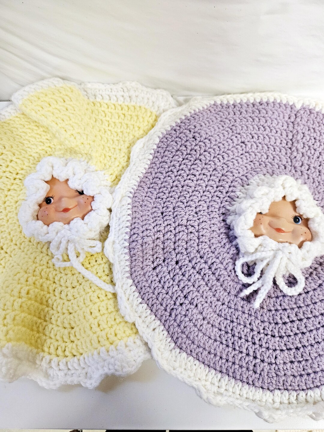 Vintage Crocheted Handmade Pillow Doll Baby Face Pajama Holder, PJ ...