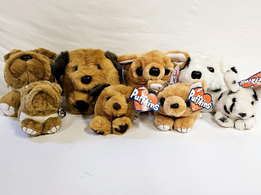 Dog Puffkin Collection With Matching Key Chains by Swibco From the 1990 ...