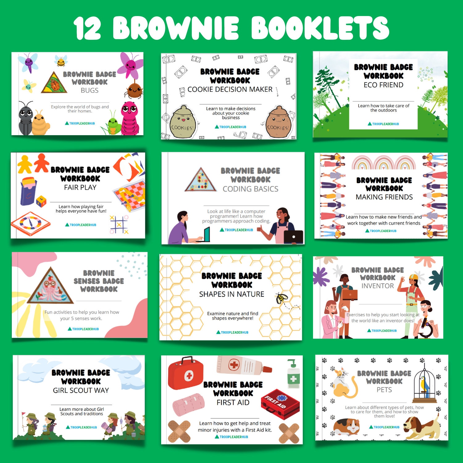 Girl Scouts Brownies Badge Booklet Bundle: First Aid, Pets, Senses, Eco ...