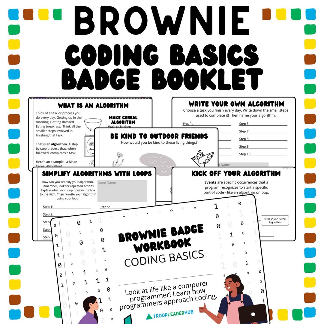Girl Scouts Brownie Coding Basics Badge Booklet - Printable, Digital Download, Worksheet - Girl ...