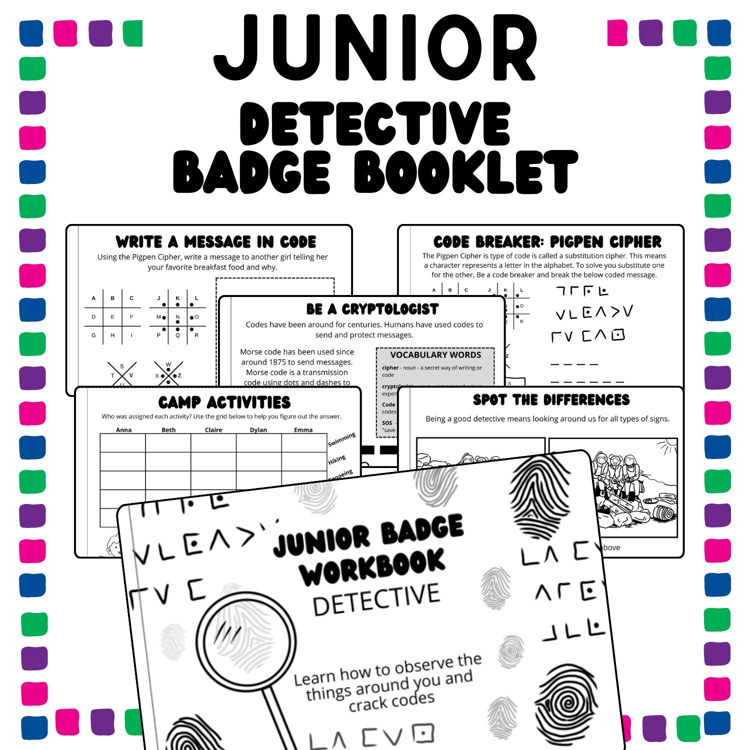 Girl Scout Junior Detective Badge Booklet - Printable, Digital Download ...