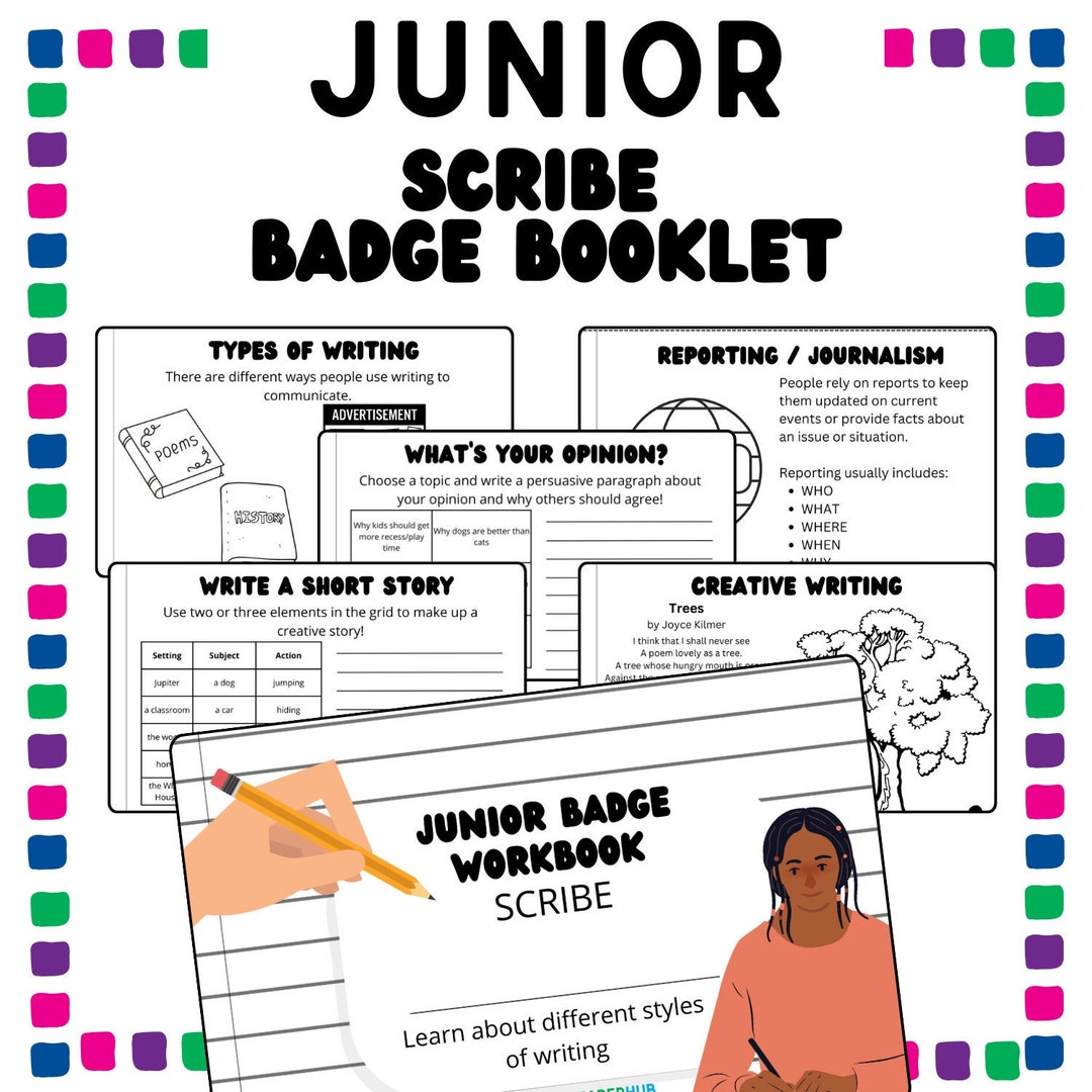 Girl Scout Junior Scribe Badge Booklet - Printable, Digital Download ...