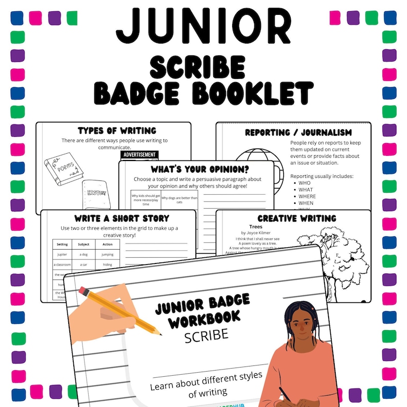 Girl Scout Junior Scribe Badge Booklet - Printable, Digital Download ...