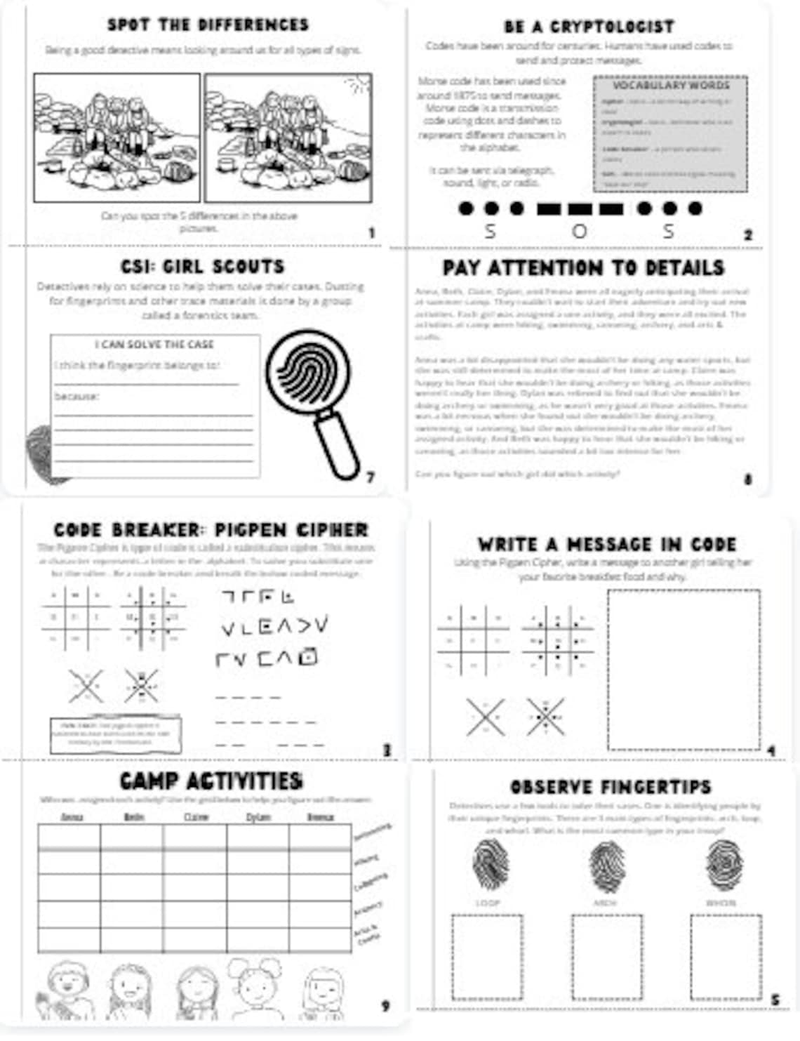 Girl Scout Junior Detective Badge Booklet - Printable, Digital Download ...