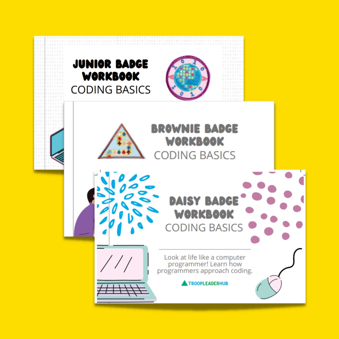 Girl Scout Daisy, Brownie, Junior Coding Basics Badge Booklet Bundle ...