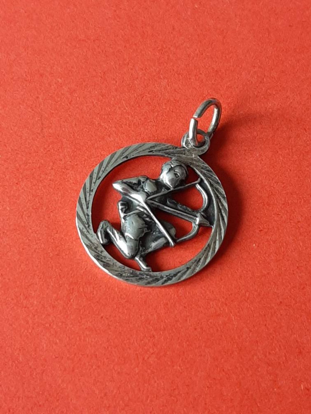 Vintage Silver Marked Openwork Disc Charm Zodiac Sign Archer, Old ...