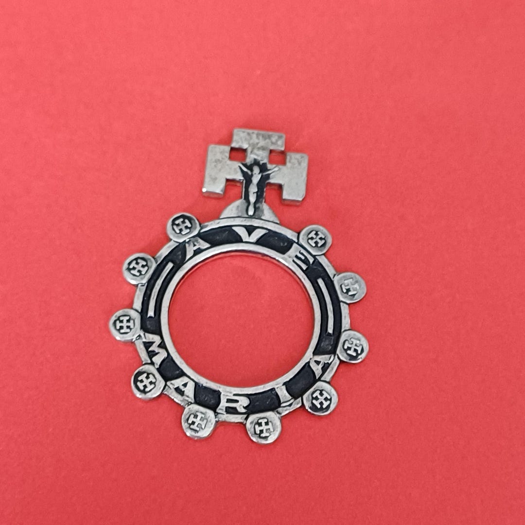 Vintage Religious Catholic French Silver Plated Finger Rosary, Finger ...