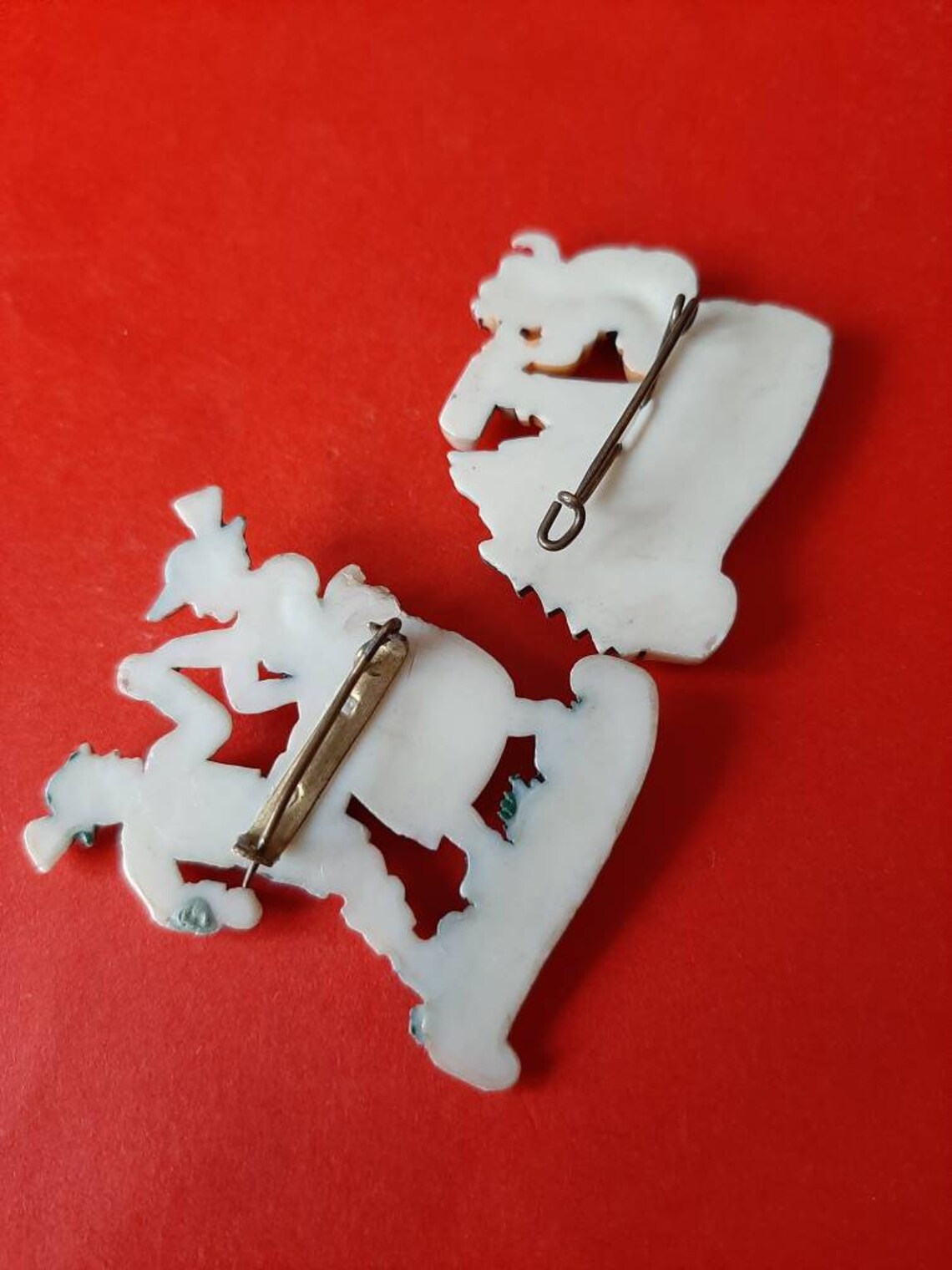 Vintage German Handpainted Celluloid Brooches, Old Plastic German ...