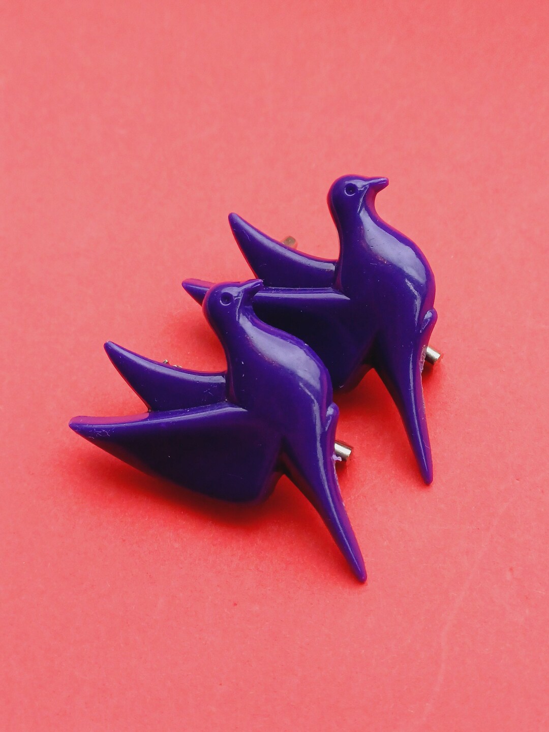 Vintage Celluloid Brooch of Two Purple Birds, a Couple Birds, Vintage ...
