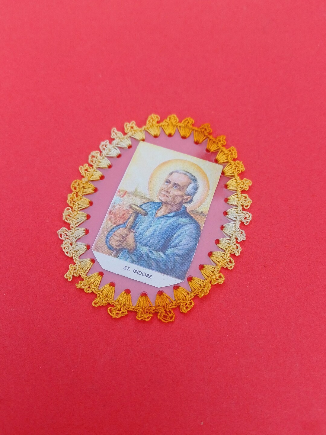 Vintage Religious Catholic Scapular of St Isidore, Monastery Work of ...