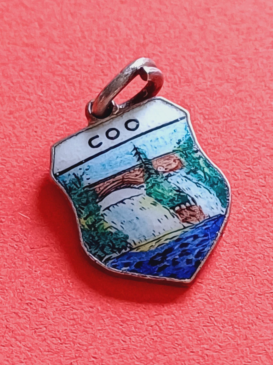 Vintage Silver and Enamel Travel Shield Charm of Coo Belgium, Charm Coo ...