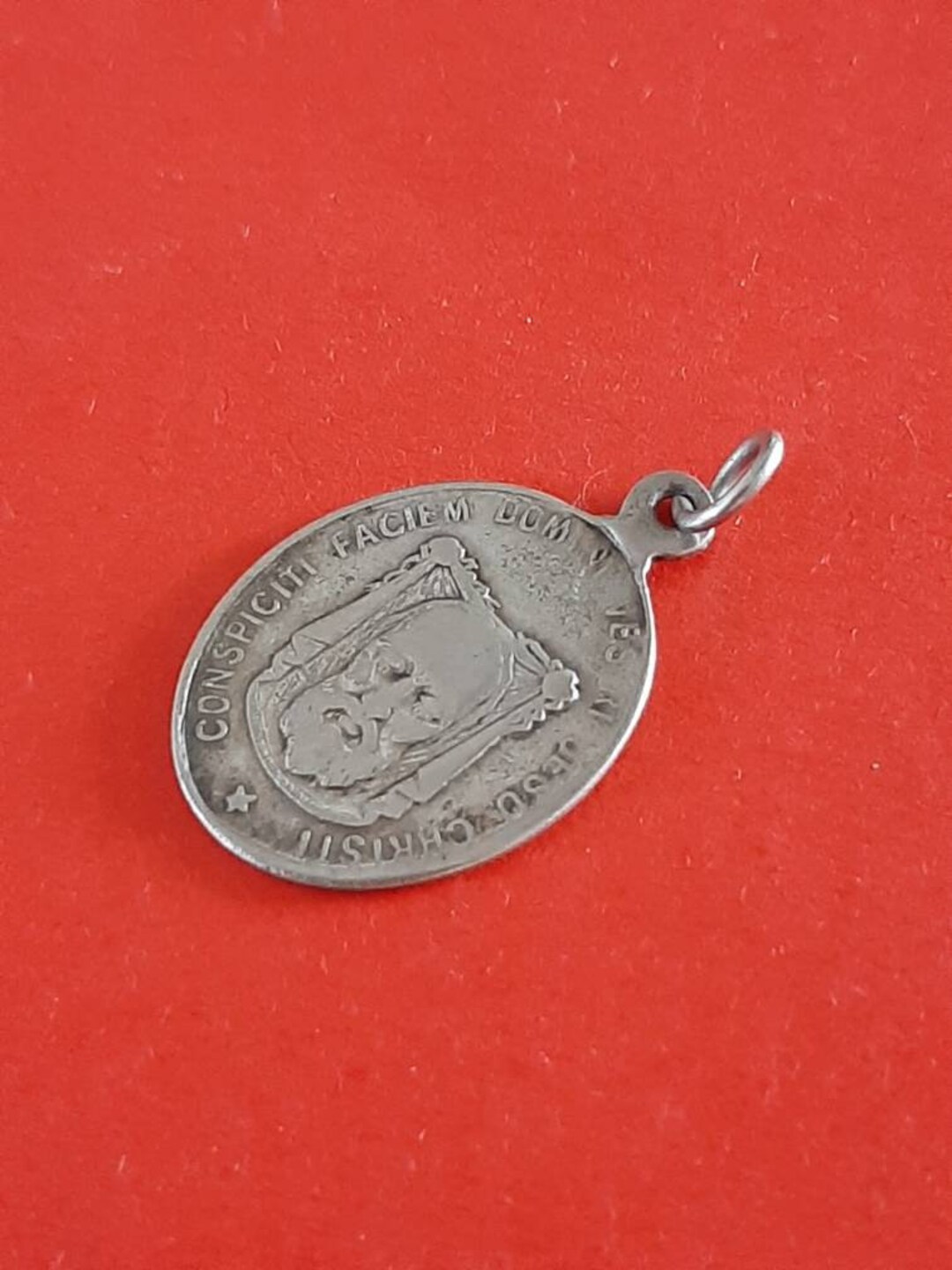 Antique Silver Plated Oval Medal Pendant Charm of The shroud of Turin ...