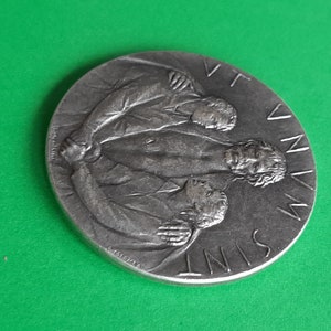 Religious Vintage Large Signed Bronze Silver Plated Coin Vatican Rome ...