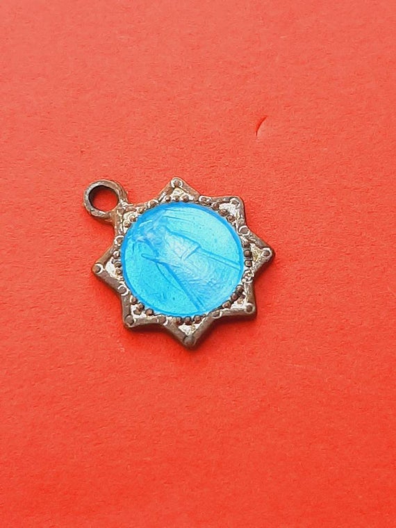 Vintage religious Catholic French very tiny blue enam… - Gem
