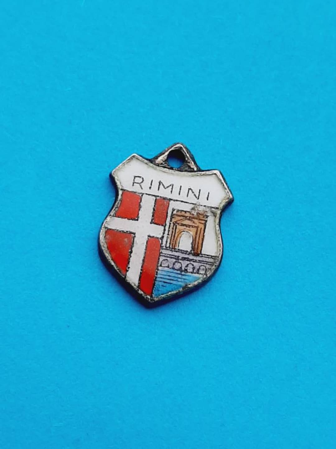 Vintage Italian Silver 800 Marked and Enamel Travel Shield Charm of ...