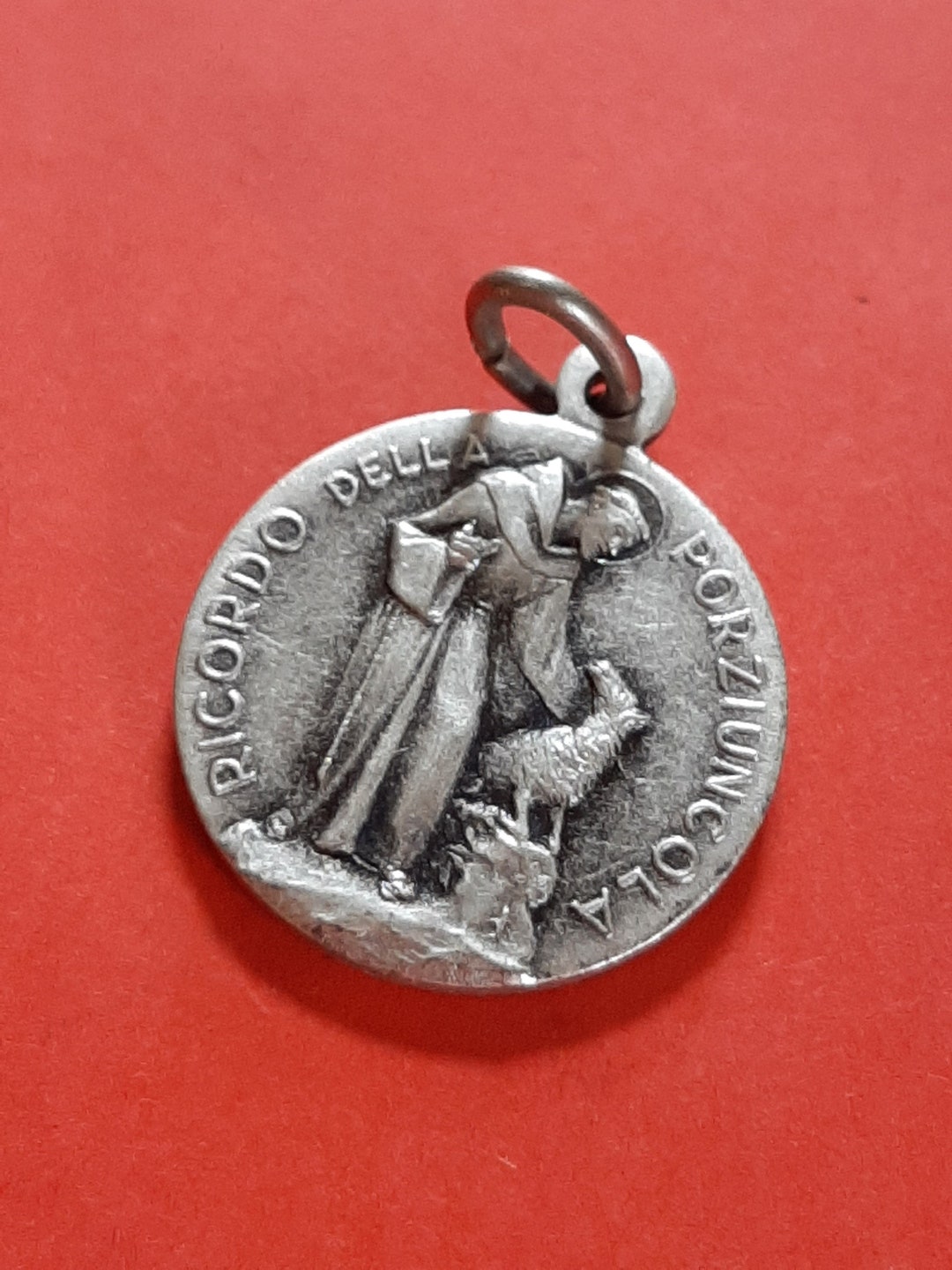 Vintage Religious Catholic Silver Plated Medal Pendant of Saint Francis of Assisi, St Franciscus ...