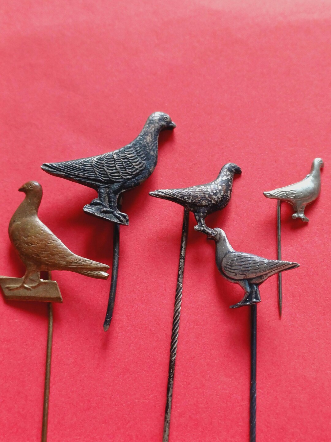 Vintage Detailed Pins of Pigeons, Old Pigeon Items, City Pigeon Pins ...