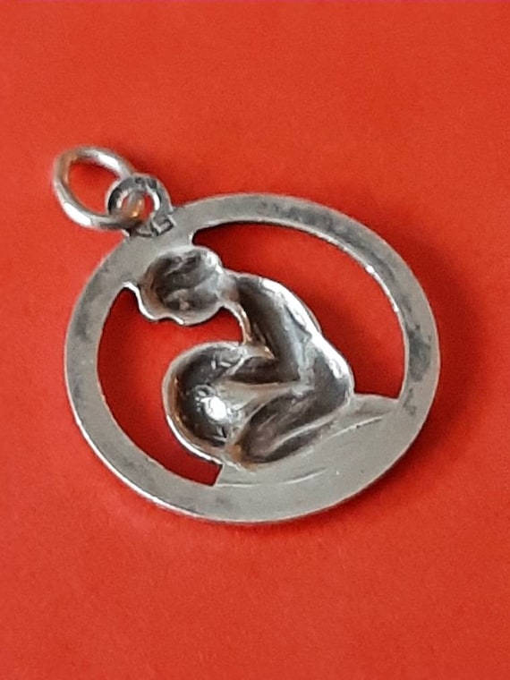 Vintage Dutch rare silver marked disc charm Virgin, v… - Gem