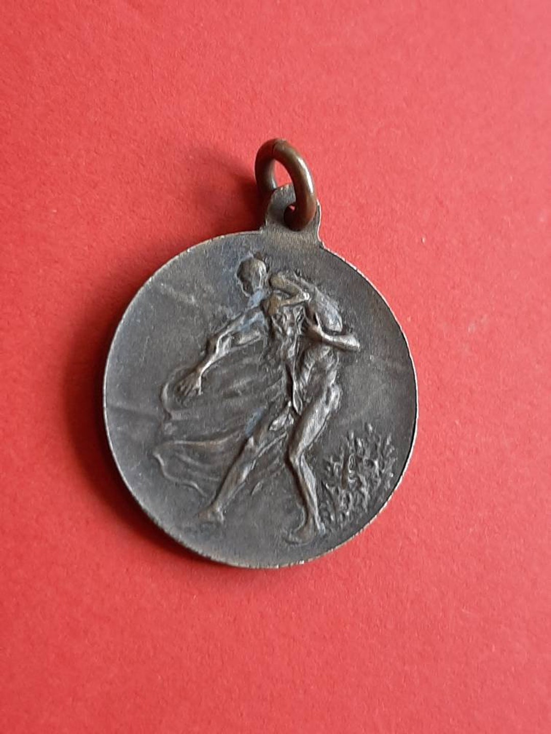 Antique Belgium Red Cross Bronze Medal Pendant, Engraved by G. Devreese ...