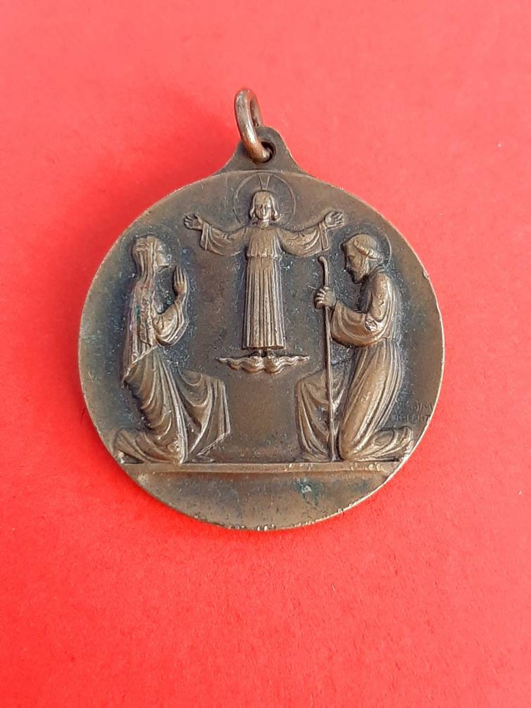 Vintage Religious Catholic Dutch Bronze Medal Pendant of the Holy ...