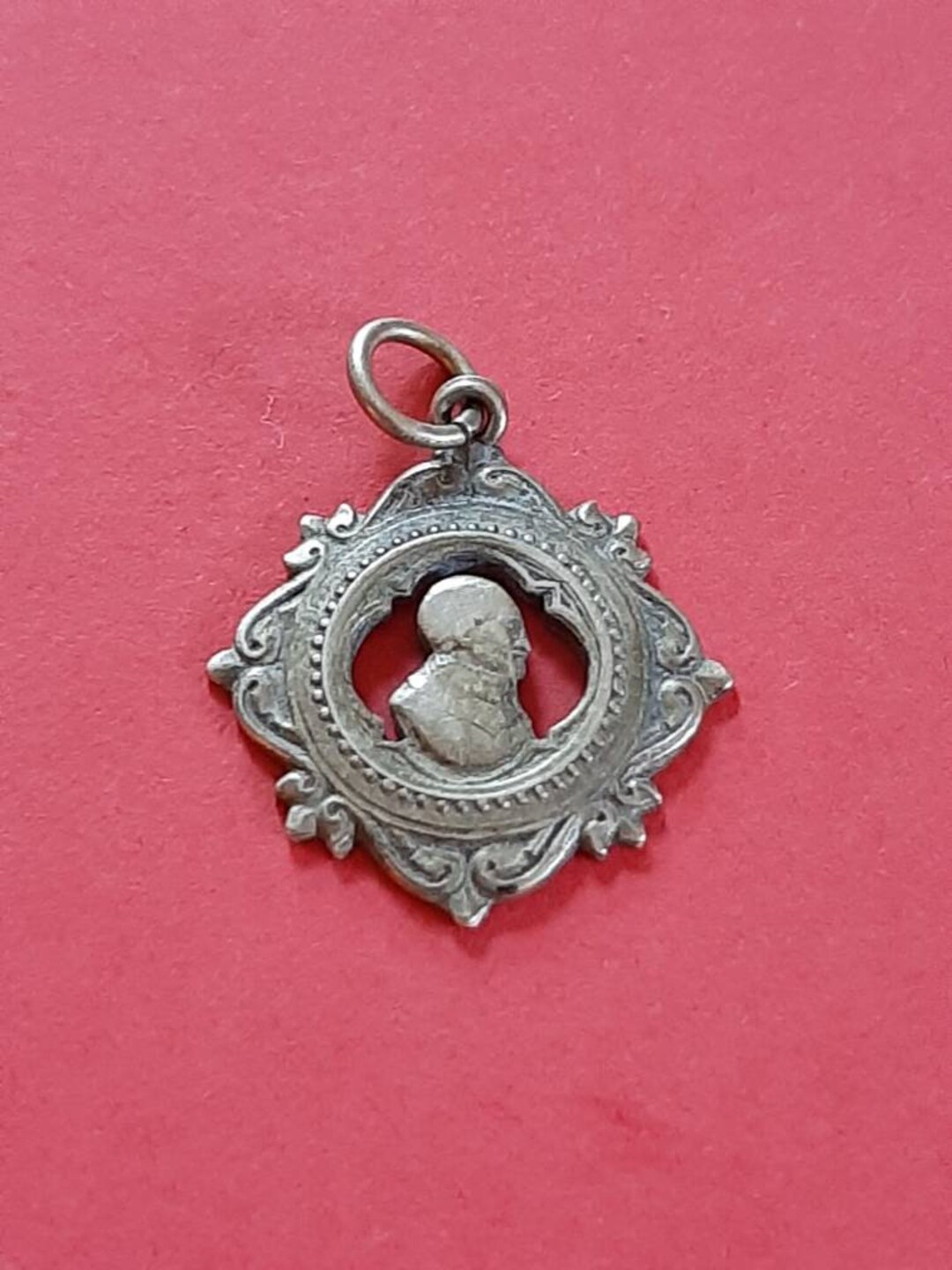 Antique Religious Catholic Floral Openworked Silver Plated Medal ...